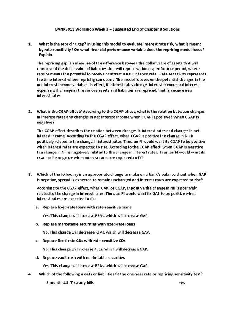 Understanding Repricing Gap and CGAP Effects | PDF | Equity (Finance ...