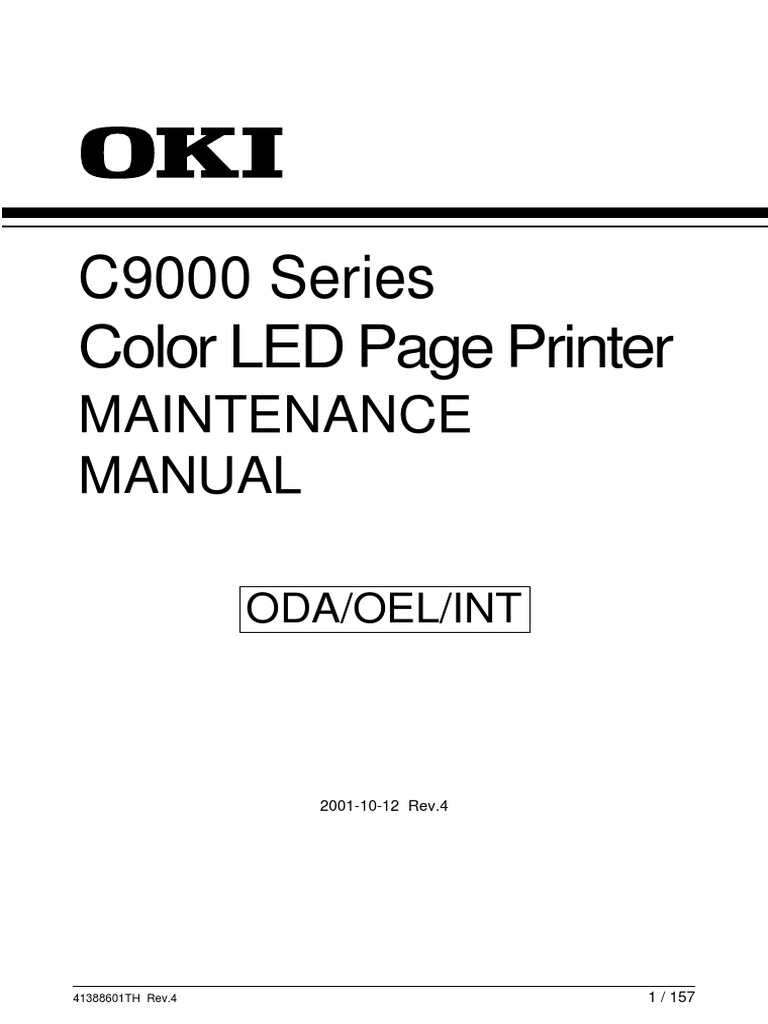 C9000 Series Color LED Page Printer: Maintenance Manual | PDF | Printer ...