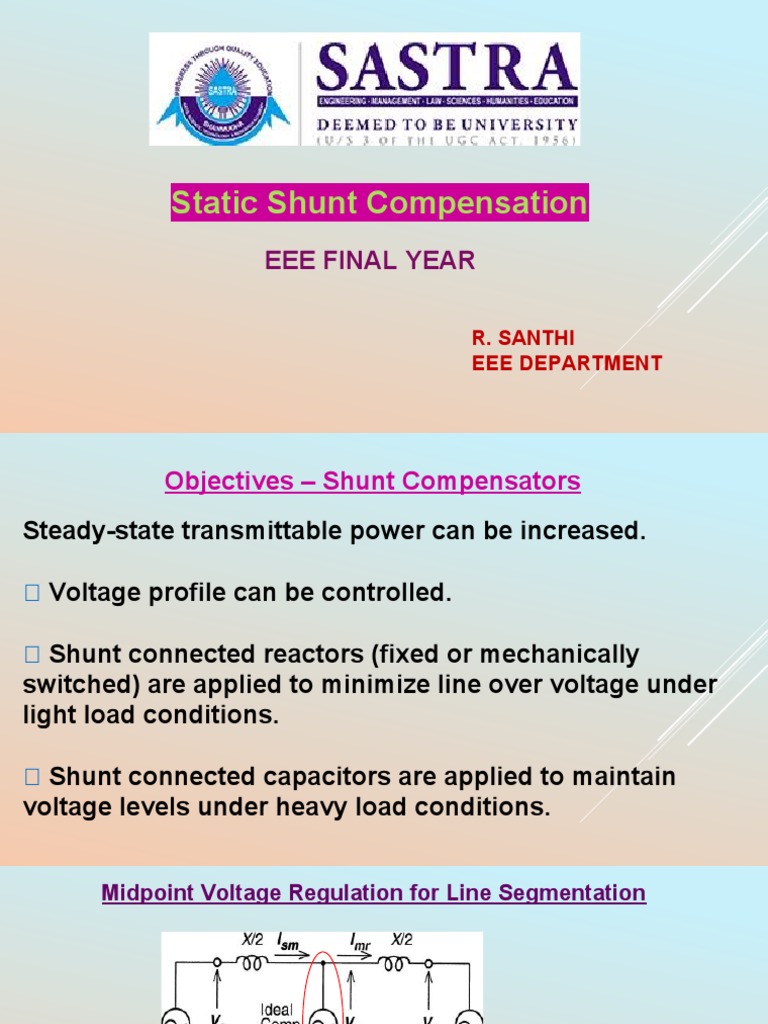 Static Shunt Compensation | PDF | Ac Power | Electric Power Transmission
