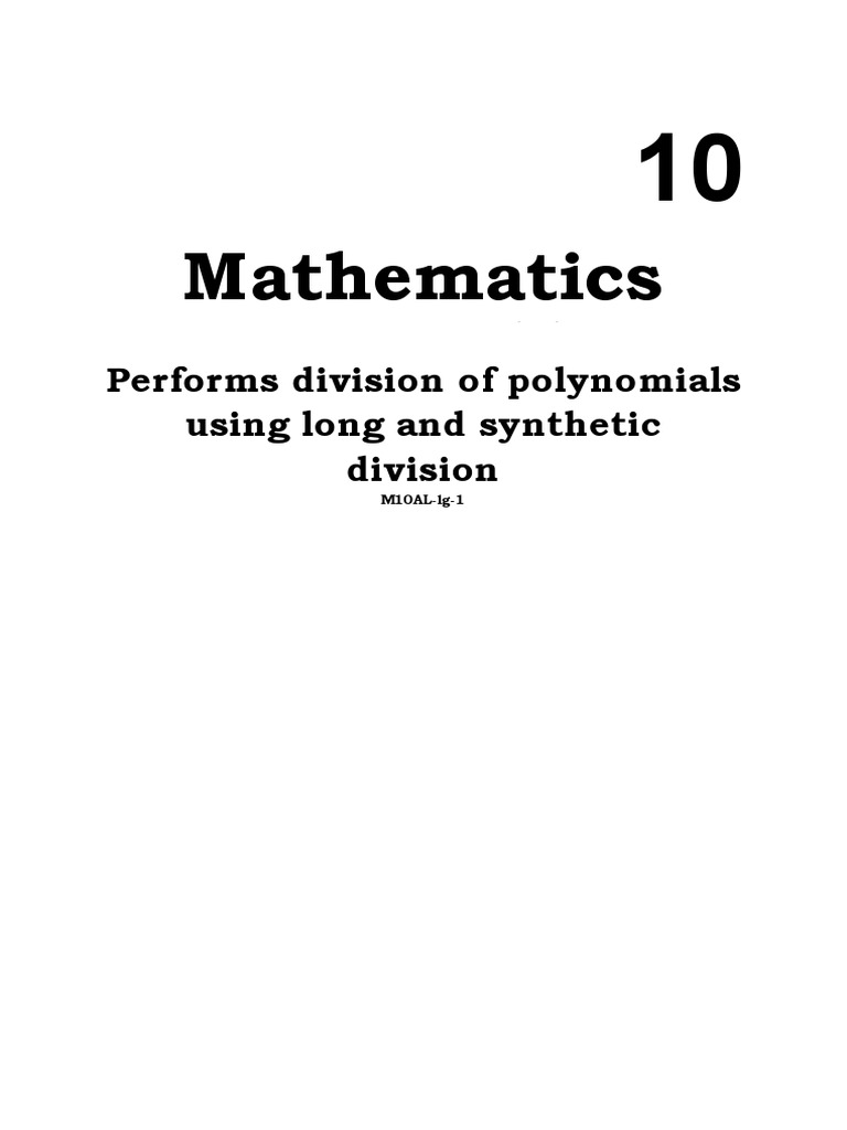 Math10 Q2W1 2 OHSP | PDF | Division (Mathematics) | Mathematics