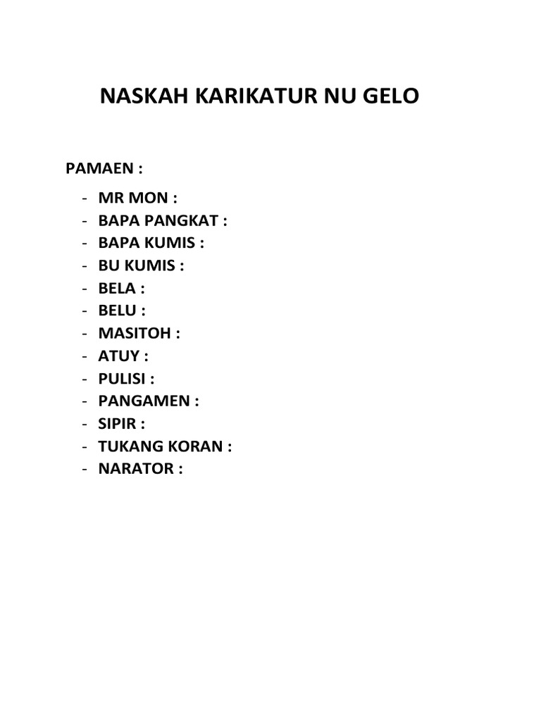 Naskah Karikatur Nu Gelo | PDF