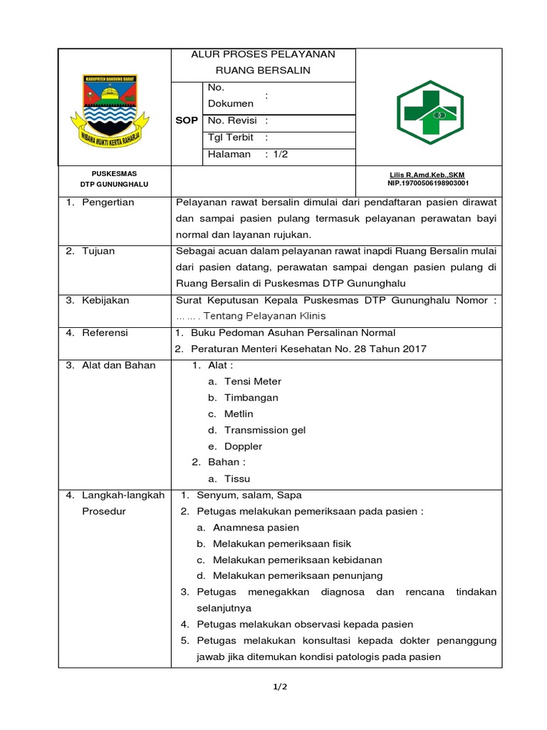 SOP RUANG BERSALIN | PDF