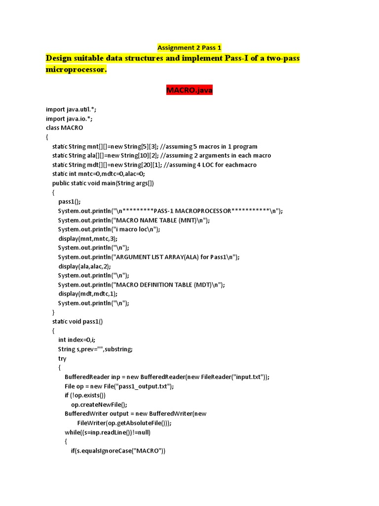Pass-I Macroprocessor Implementation | PDF | String (Computer Science ...