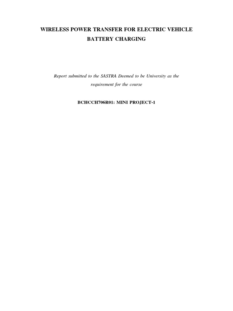 Wireless Power Transfer For Electric Vehicle Battery Charging Miniproject | PDF | Inductor ...