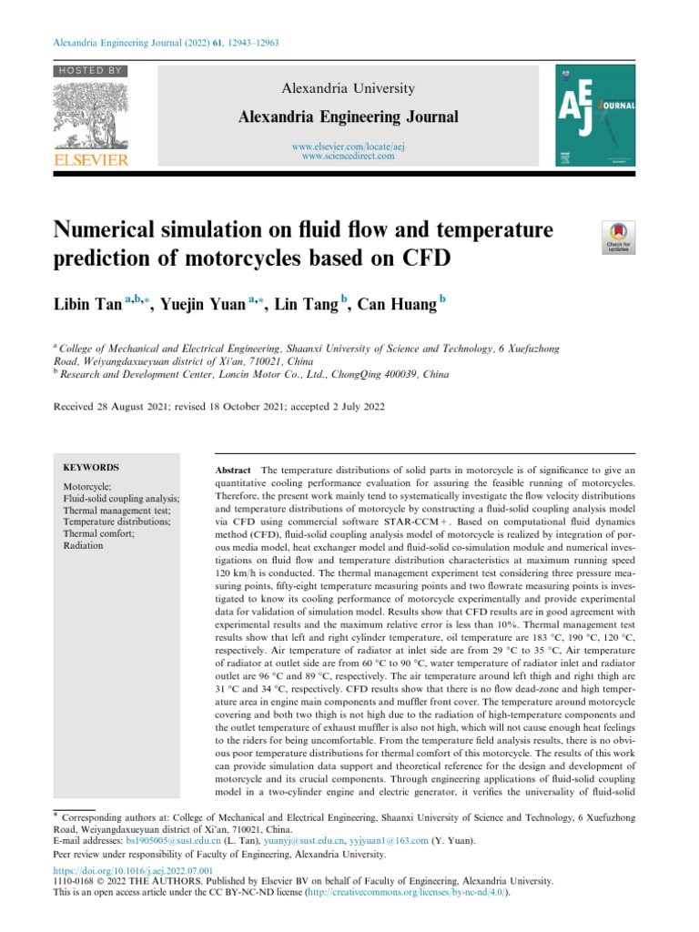 Numerical Simulation On Fluid Flow and Temperature Prediction of ...