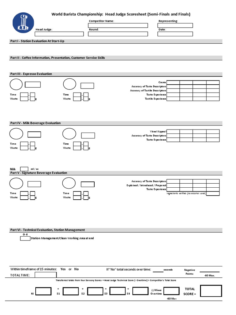 WBC Head Judge Scoresheet 2025 | PDF | Nutrition | Diet & Nutrition