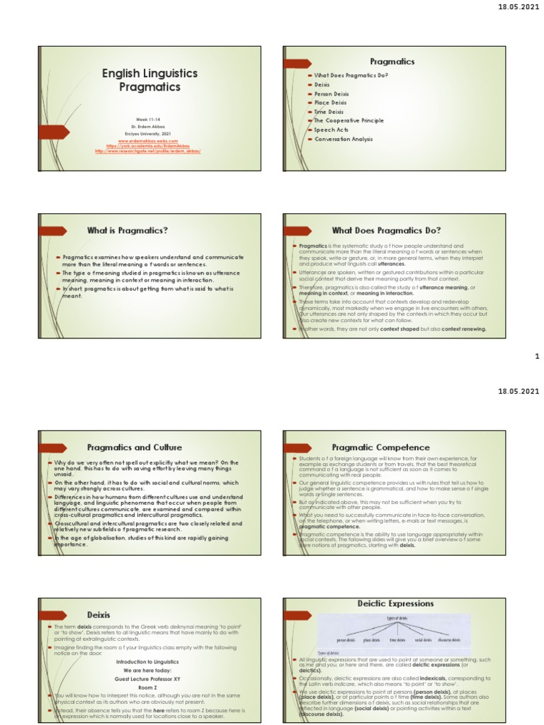 English Linguistics Pragmatics | PDF | Cognition | Semantics