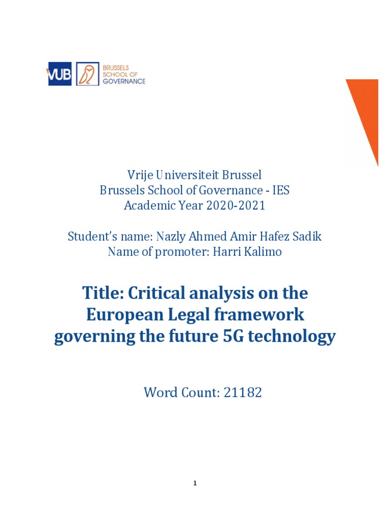 Critical Analysis On The European Legal Framework Governing The Future ...