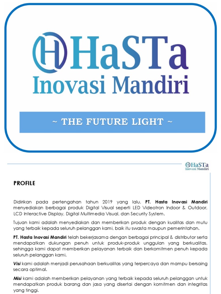 Compro Hasta Inovasi Mandiri | PDF
