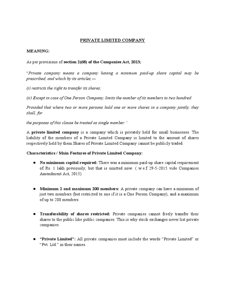 Private Limited Company | PDF | Limited Company | Business Economics