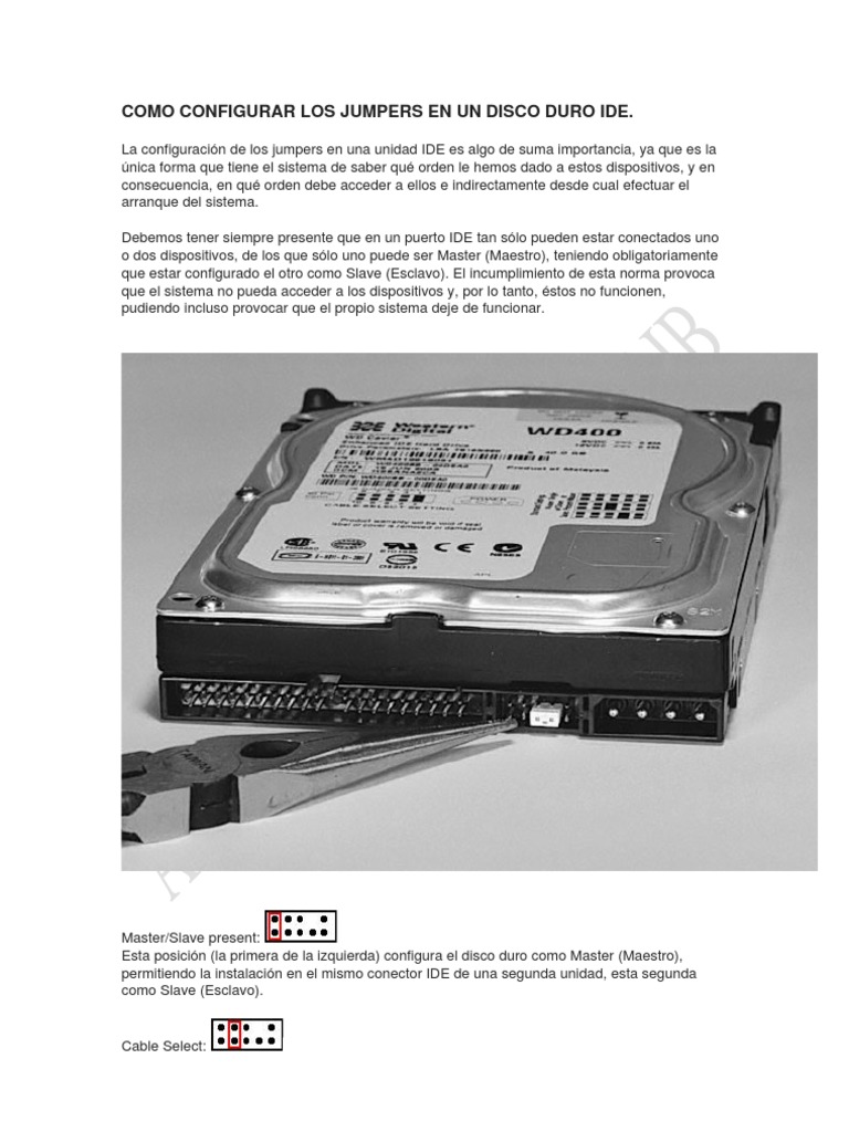 Como Configurar Los Jumpers en Un Disco Duro Ide | PDF | Bios ...