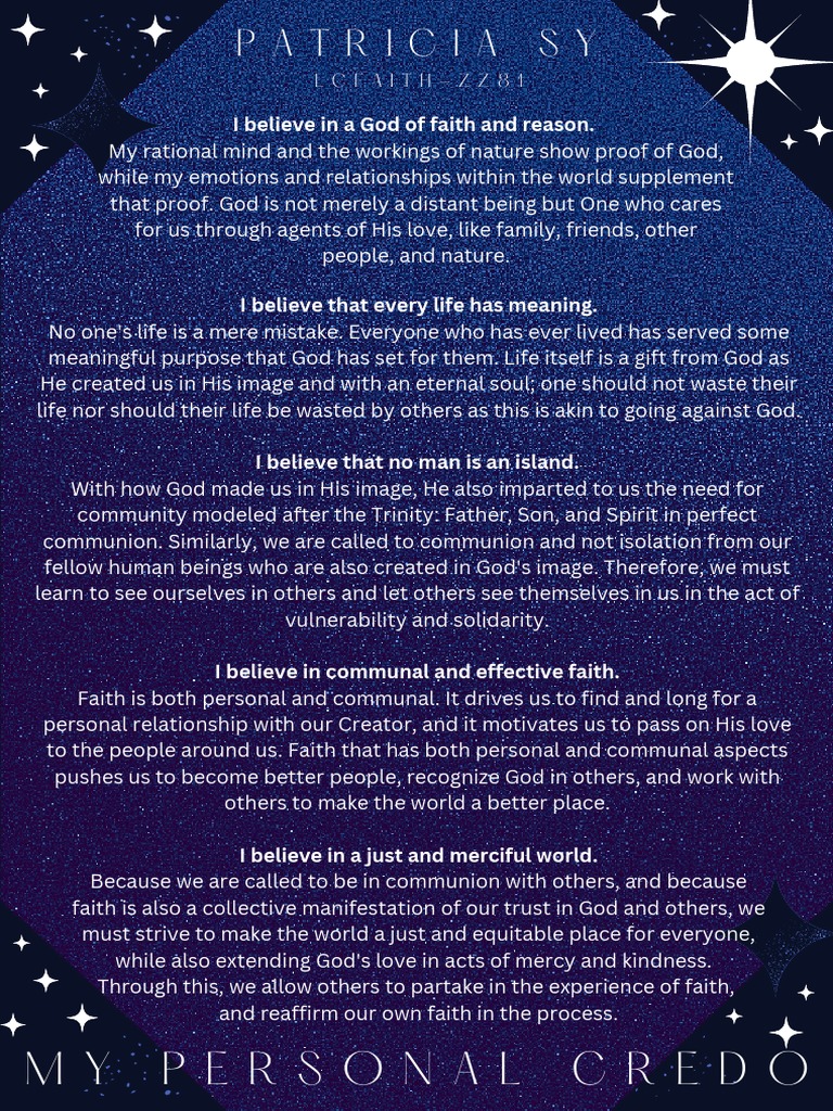 My Personal Credo: Exploring My Beliefs in God, Life, Community, Faith ...