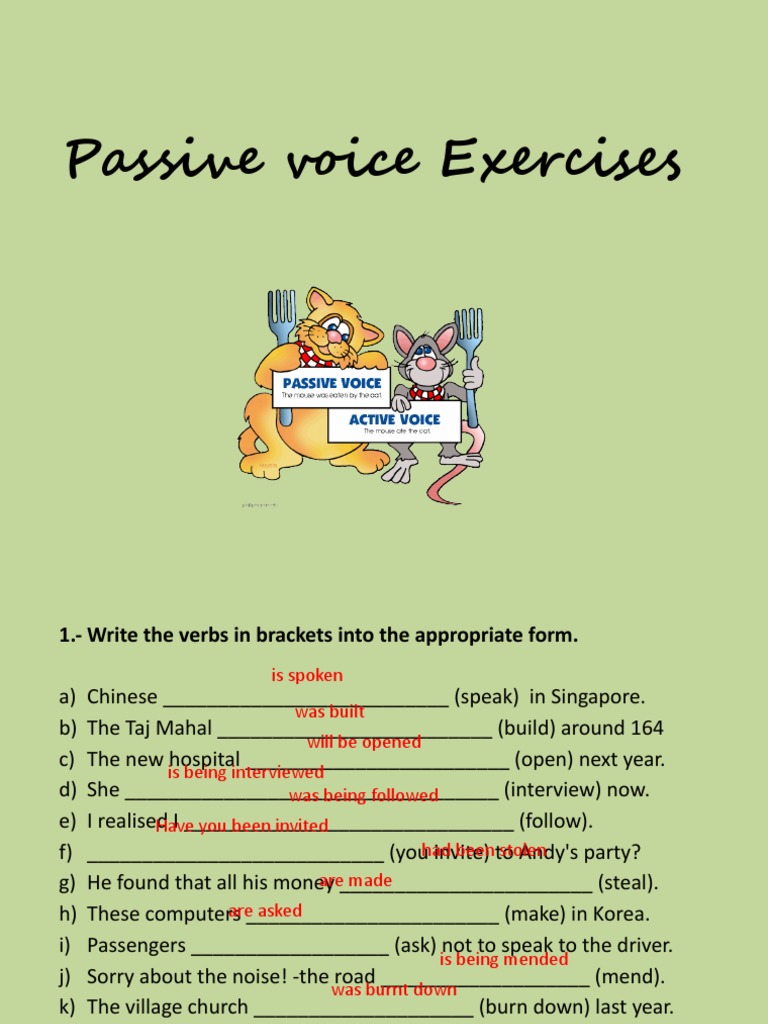 Passive Voice Exercises Fun Activities Games Grammar Drills - 23296 | PDF
