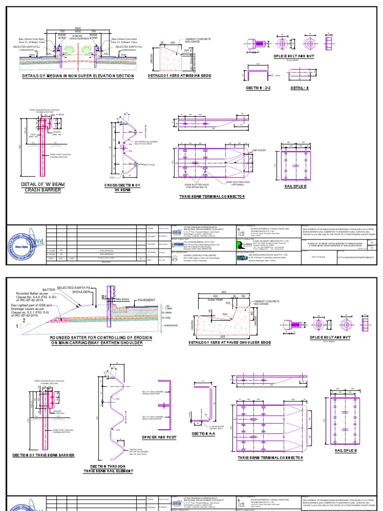 Metal Beam Crash Barrier Revised Drawing | PDF | Building Engineering ...