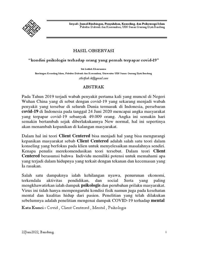 19 - Siti Lutfiah Khoirunnisa - 1204010152 - UAS - JURNAL PSIKOLOGI BKI - BKI 4D | PDF