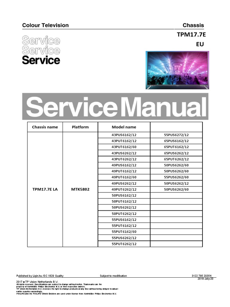 50pus6262 60 Tpm17.7e La SM | PDF | Hdmi | Menu (Computing)