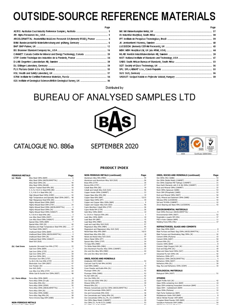 OREAS 20A and ECRN-027 Reference Samples | PDF | Alloy | Steel