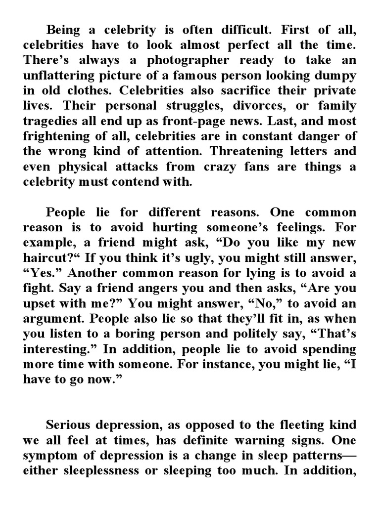 Sample Main Idea Paragraphs