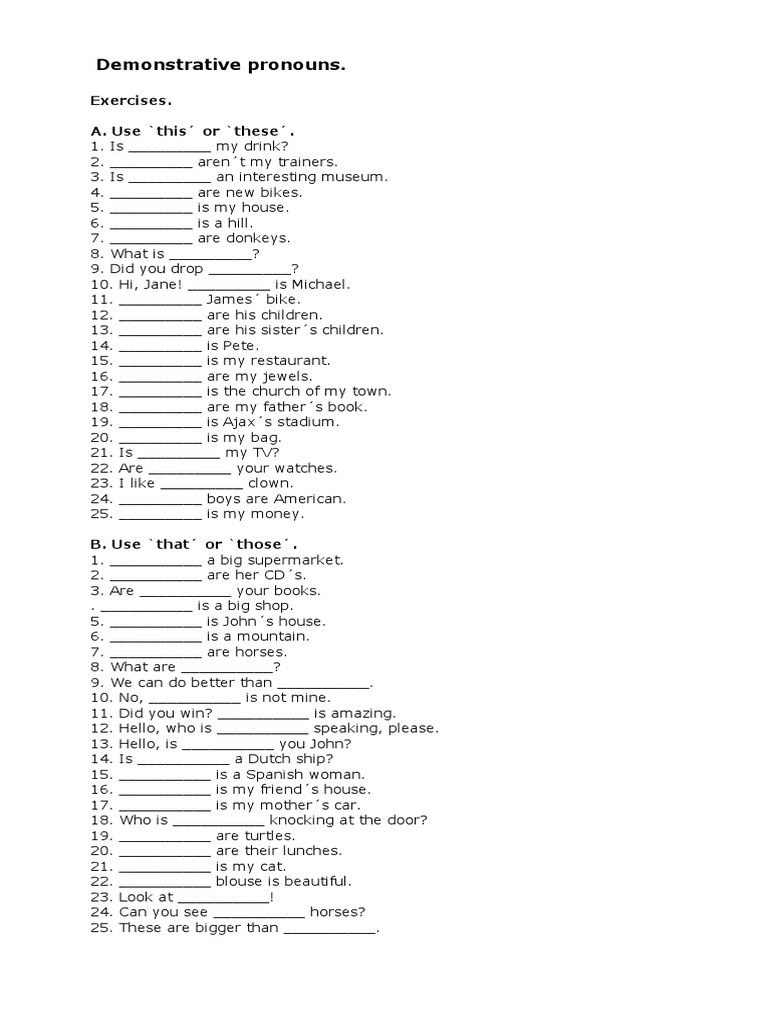 Demonstrative Pronouns Quiz | PDF