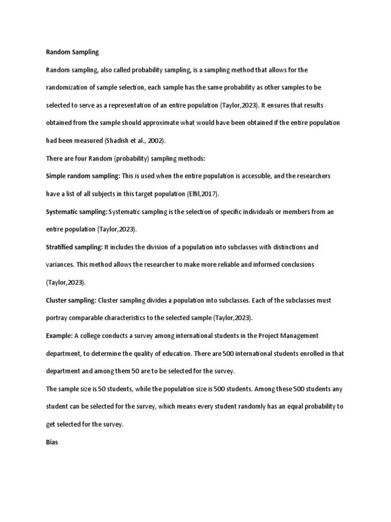 Random Sampling | PDF | Sampling (Statistics) | Survey Methodology