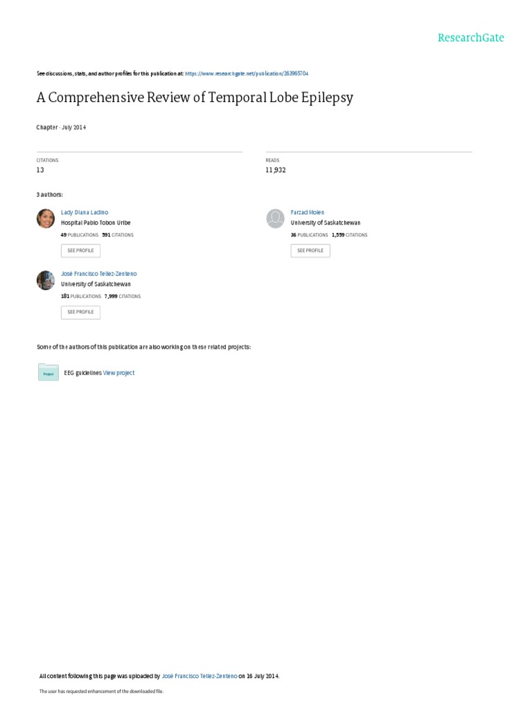 Comprehensive Review of Temporal Lobe Epilepsy | PDF | Epilepsy | Electroencephalography