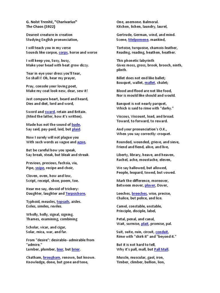 TheChaos Pronunciation Poem | PDF | Art | Religion & Spirituality