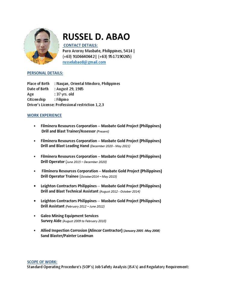 Contoh CV DRILLING | PDF | Drilling