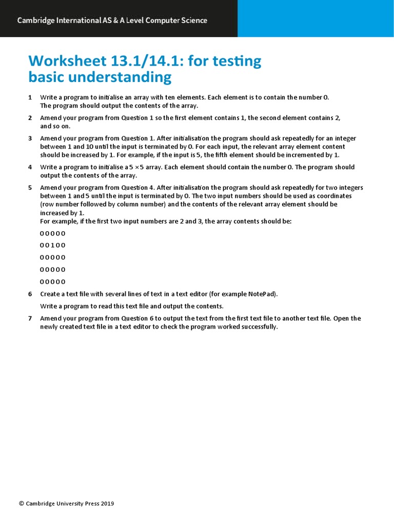Array and File Handling Exercises | PDF | Teaching Methods & Materials ...