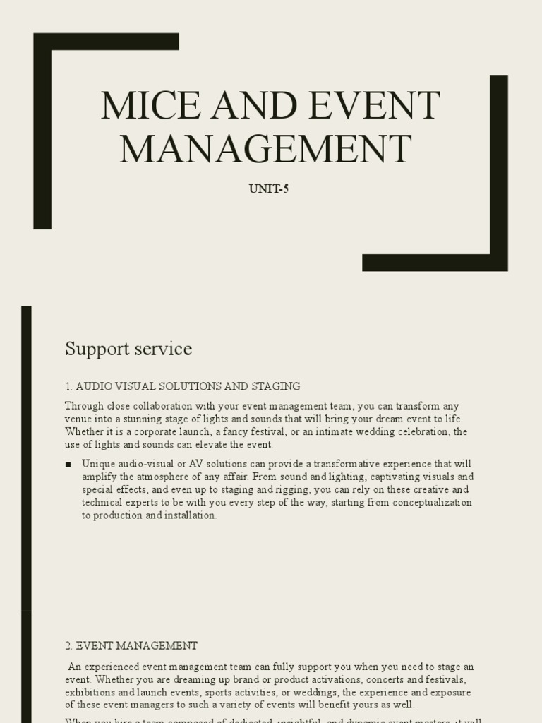 Mice and Event Management: UNIT-5 | PDF | Human Communication ...