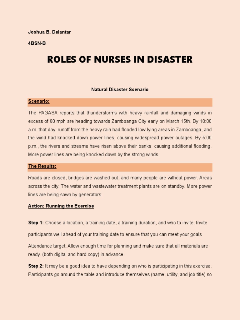 Nurses' Roles in Disaster Scenarios | PDF | Emergency Management ...