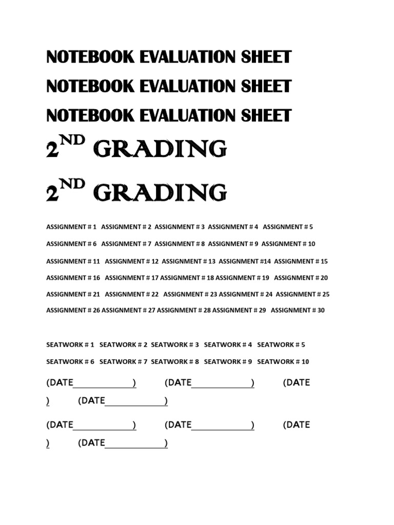 Notebook Evaluation Sheet | PDF