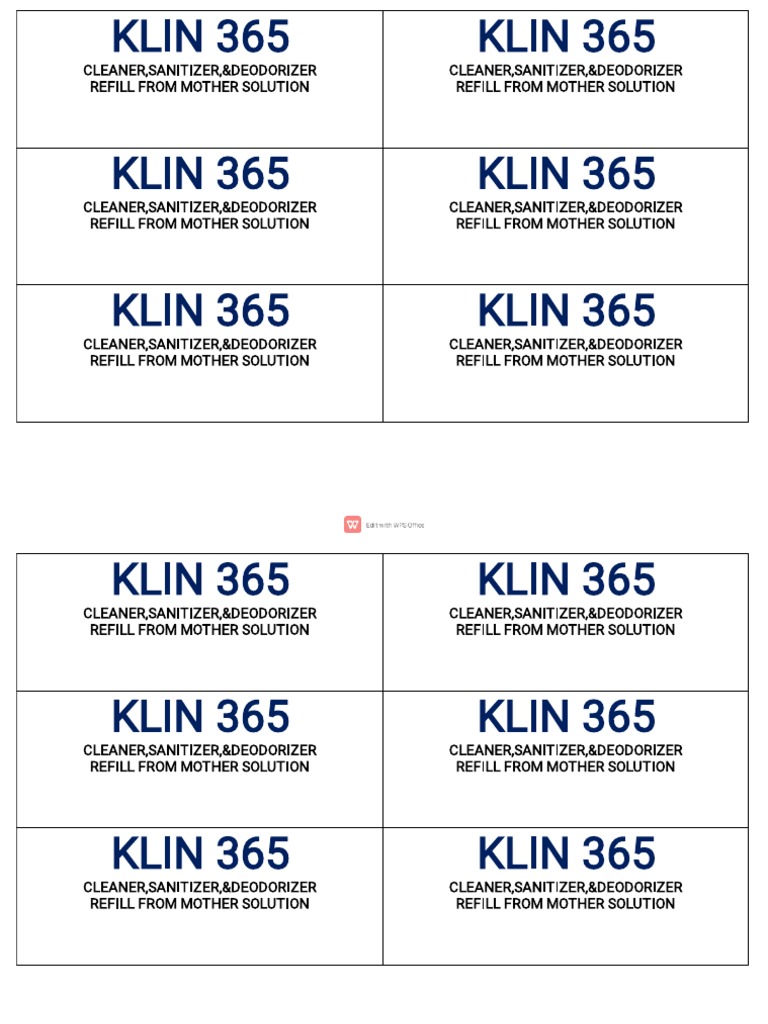 Klin 365 Cleaner Refill From Mother Solution | PDF