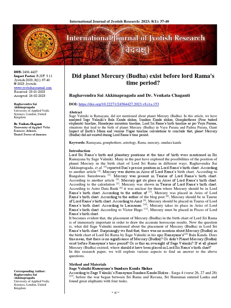 Did Planet Mercury (Budha) Exist Before Lord Rama's Time Period? | PDF ...