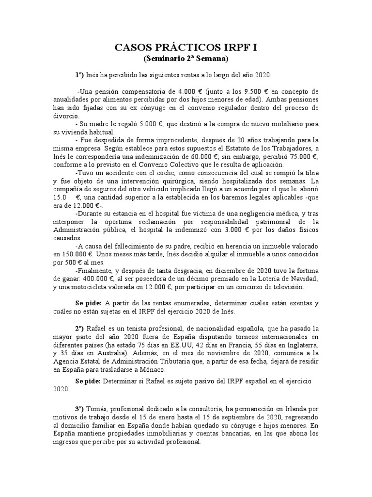 Casos Prácticos Irpf I | PDF