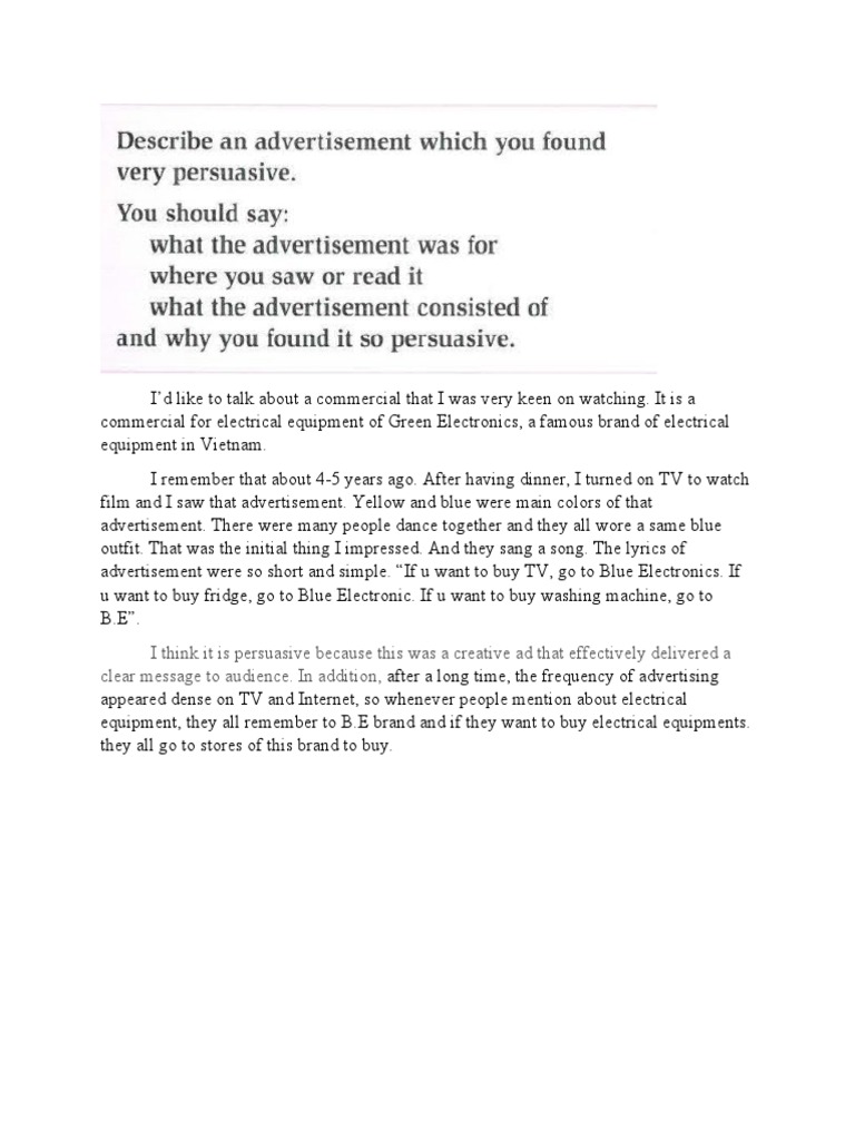 Describe An ADVERTISEMENT | PDF