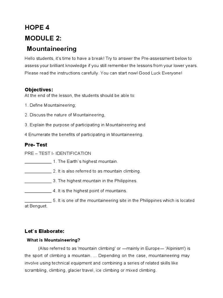 Hope 4 Module 2 | PDF | Mountaineering | Poetry