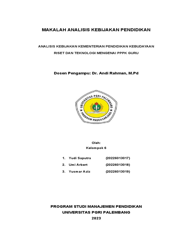 Makalah Analisis Kebijakan Pendidikan | PDF