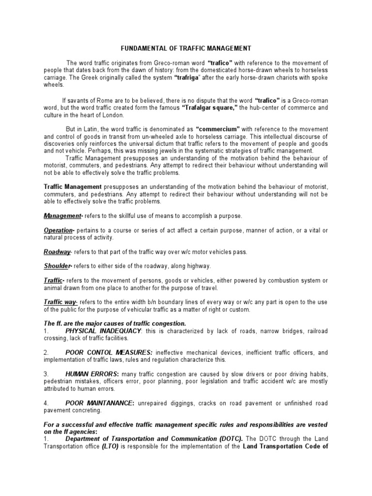 Fundamental of Traffic Management | PDF | Traffic | Traffic Collision
