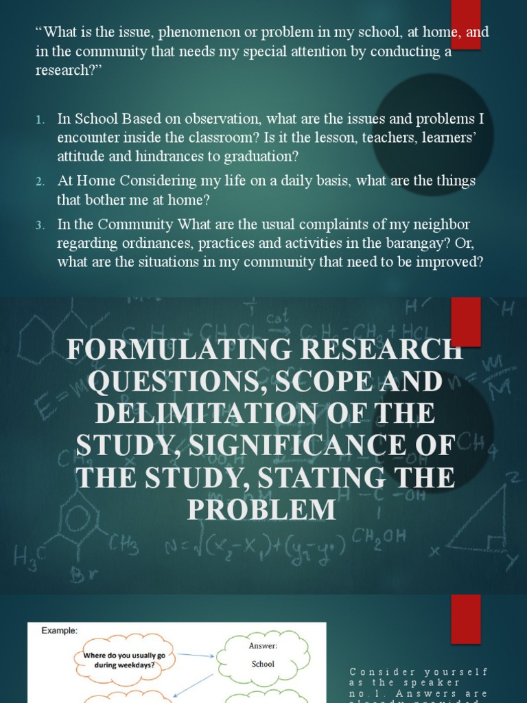 Formulating Research Questions, Scope and Delimitation of The Study | PDF | Question | Mathematics