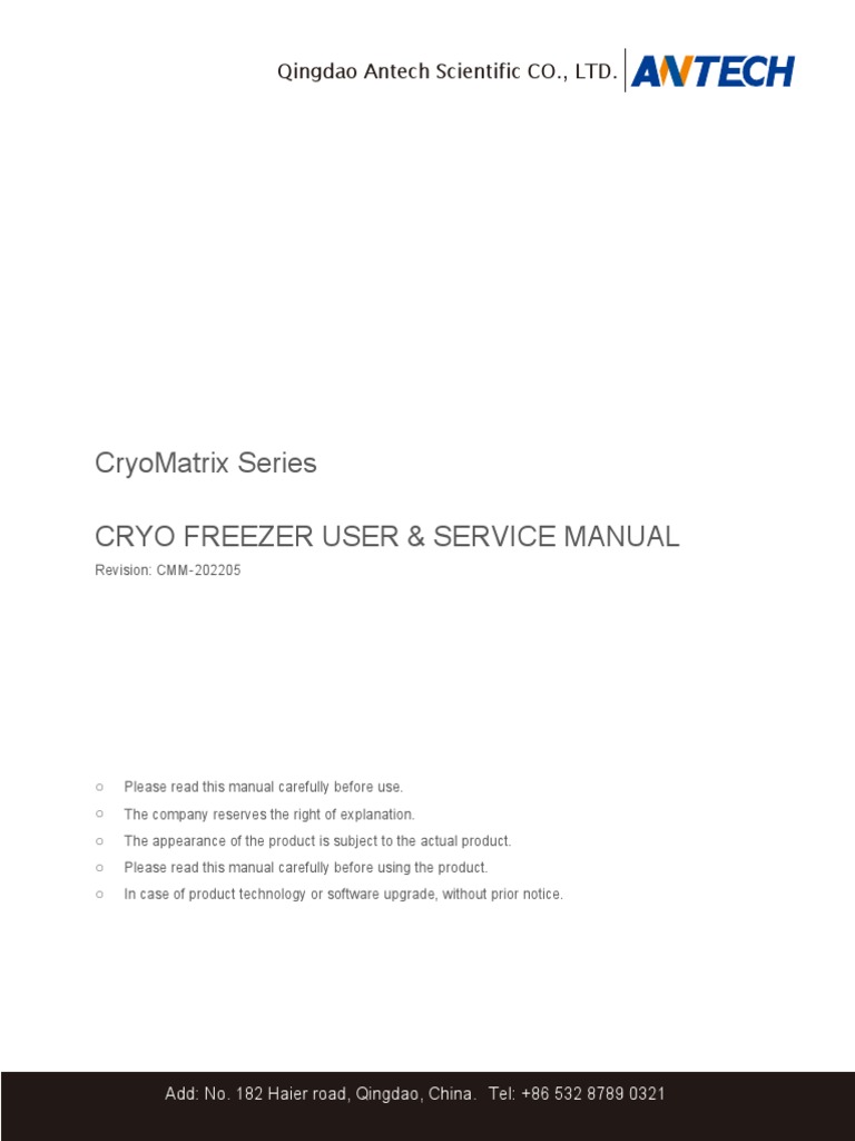 Antech CryoMatrix Freezer Manual | PDF | Refrigerator | Valve