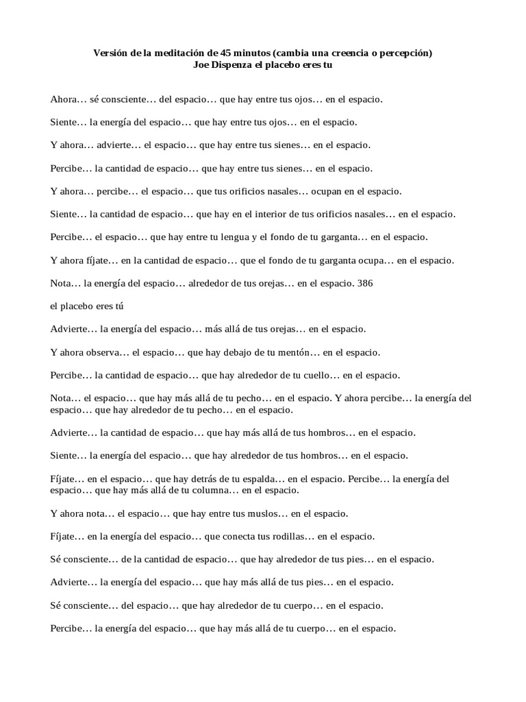 3 Meditacion Para Cambiar Creencias Y Percepciones Joe Dispenza Pdf