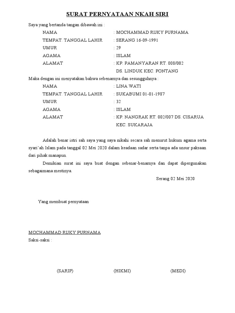 Surat Nikah Siri | PDF