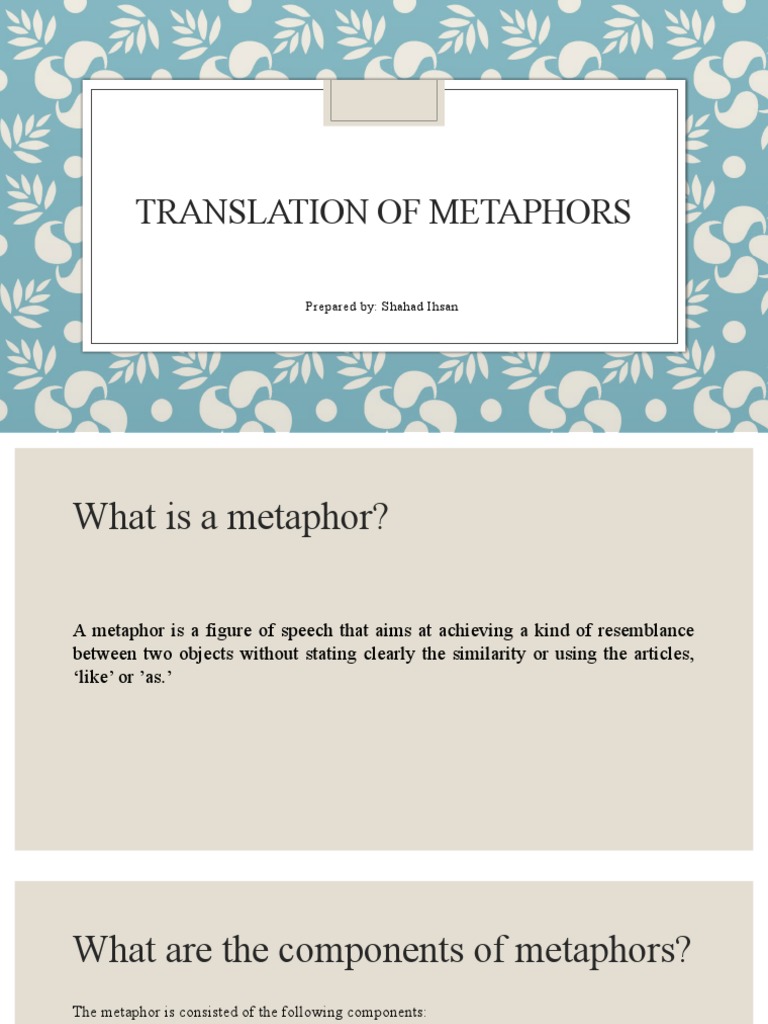 Transalation of Metaphors | PDF | Metaphor | Translations