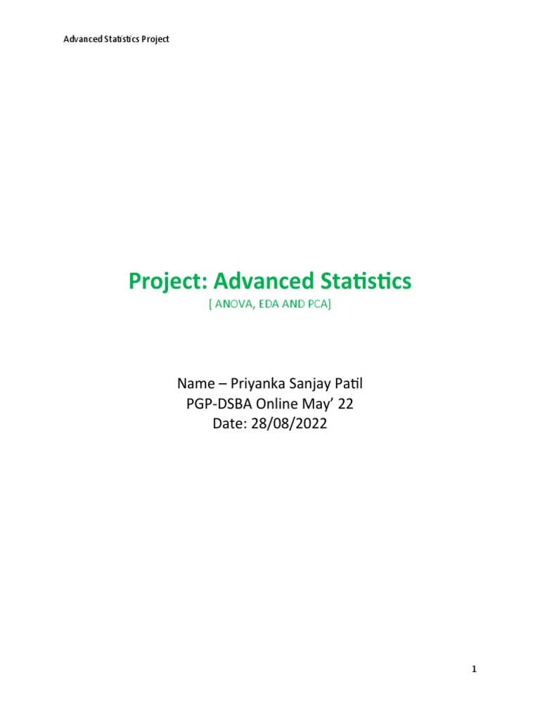 Advanced Statistics Project Report | PDF | Principal Component Analysis ...