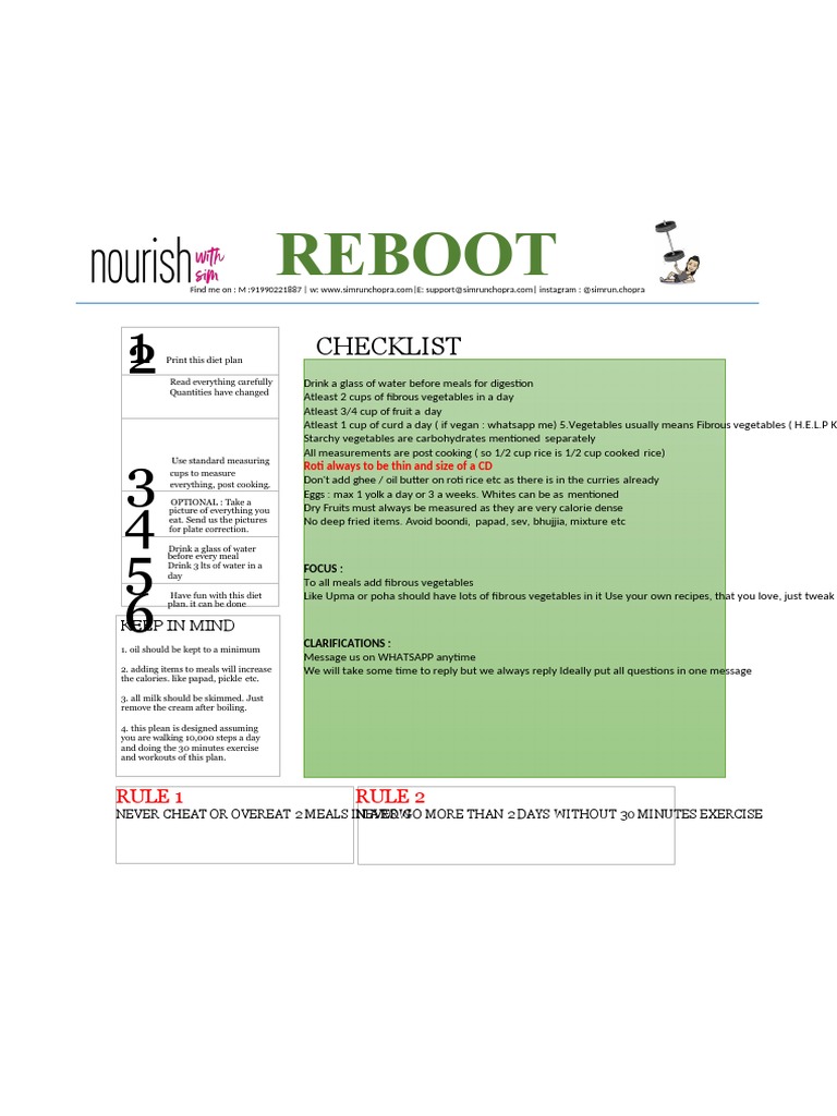 REBOOT Main Program Diet | PDF | Vegetables | Peanuts