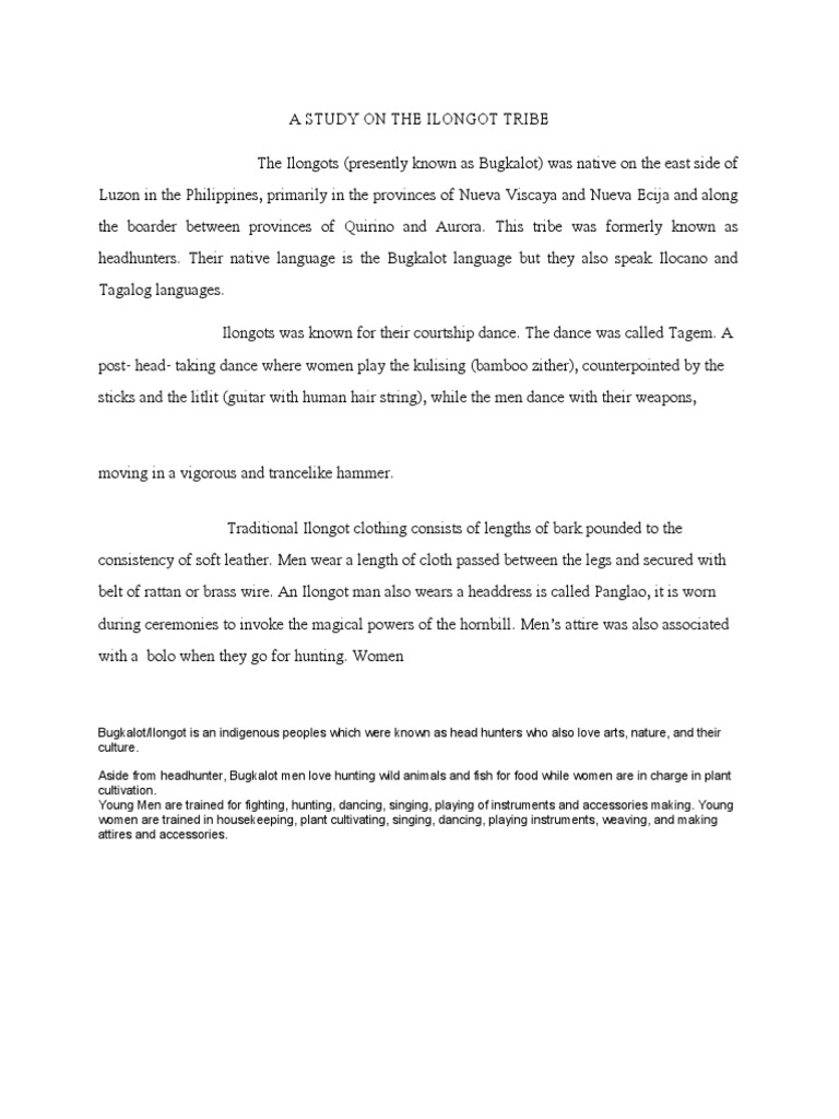 A Study On The Ilongot Tribe | PDF