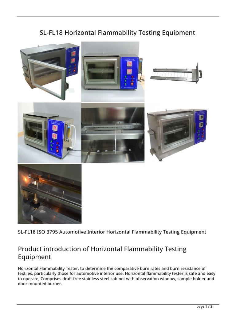Horitontal Flame Tester | PDF | Combustion | Mechanical Engineering