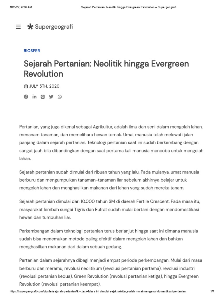 Sejarah Pertanian Neolitik Hingga Evergreen Revolution | PDF